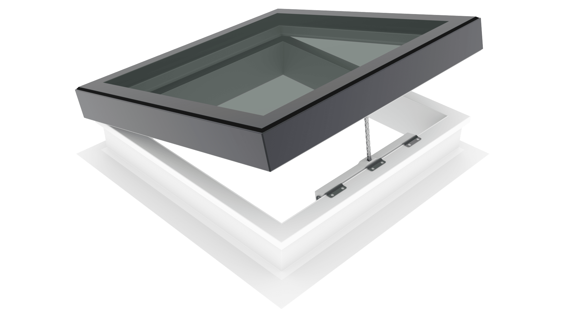 Lunaglaze ALU Electric Hinged Glass Rooflight with PVC Kerb