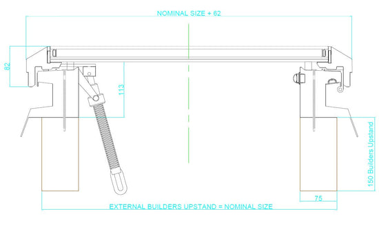 Brett Martin Flat Glass Rooflight Manual Hinge & Winding Rod to suit a