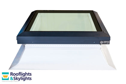 R&S Flat Glass Manual Hinge Rooflight with Winding Rod and PVC Kerb